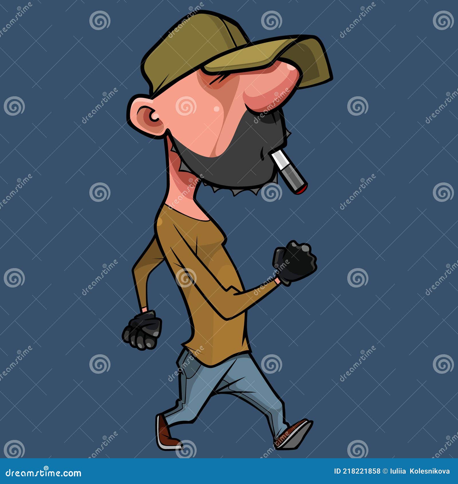 Cartoon-Mann Mit Einer Zigarette Im Mund Vektor Abbildung ...