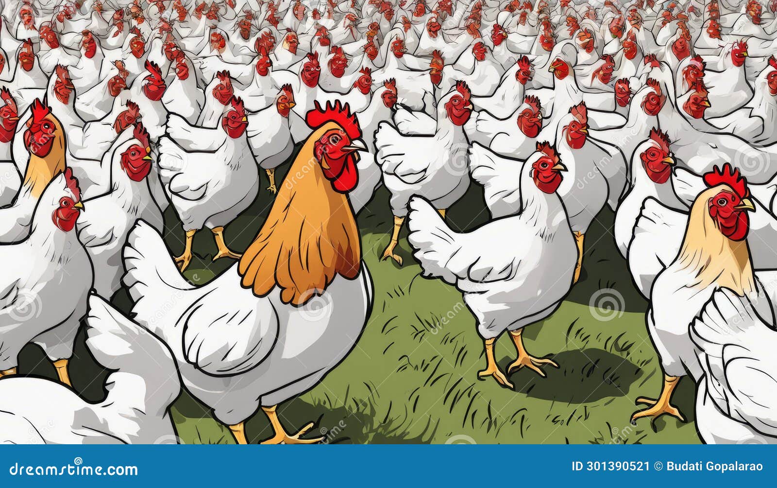 A Cartoon of Many Chickens with One in the Front Stock Illustration ...