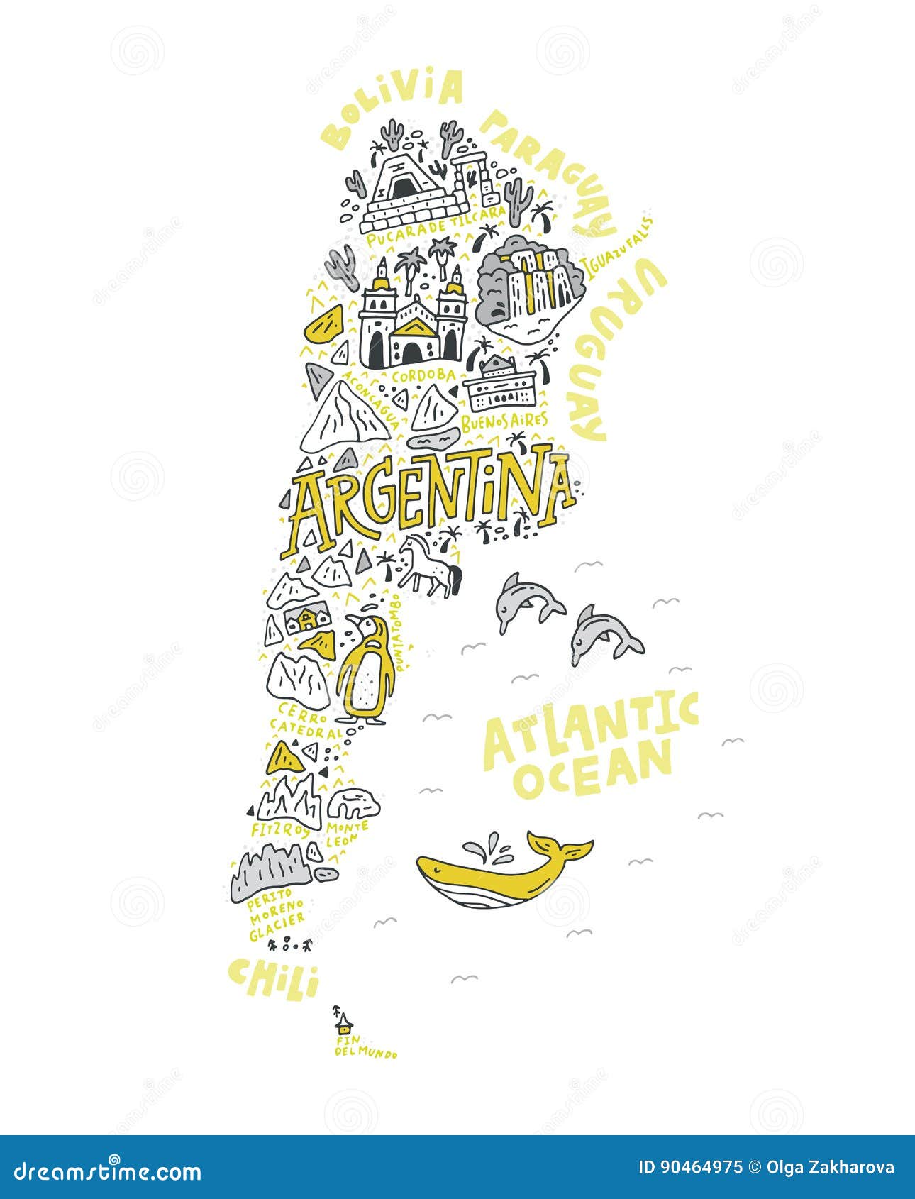 The Cartoon Map Of Argentina | CartoonDealer.com #90464975