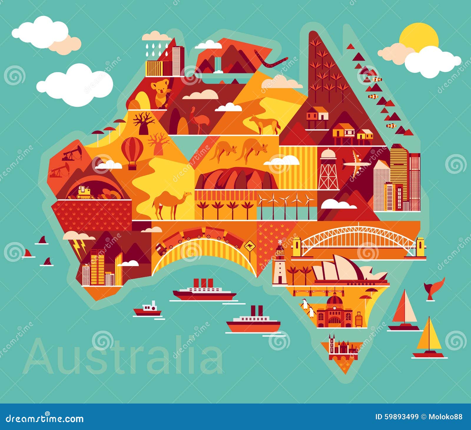 Cartoon Map Of Australia | CartoonDealer.com #59893499