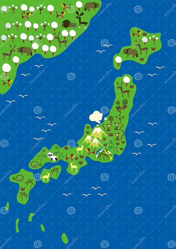 Cartoon Map of Japan in Vector Stock Vector - Illustration of ...