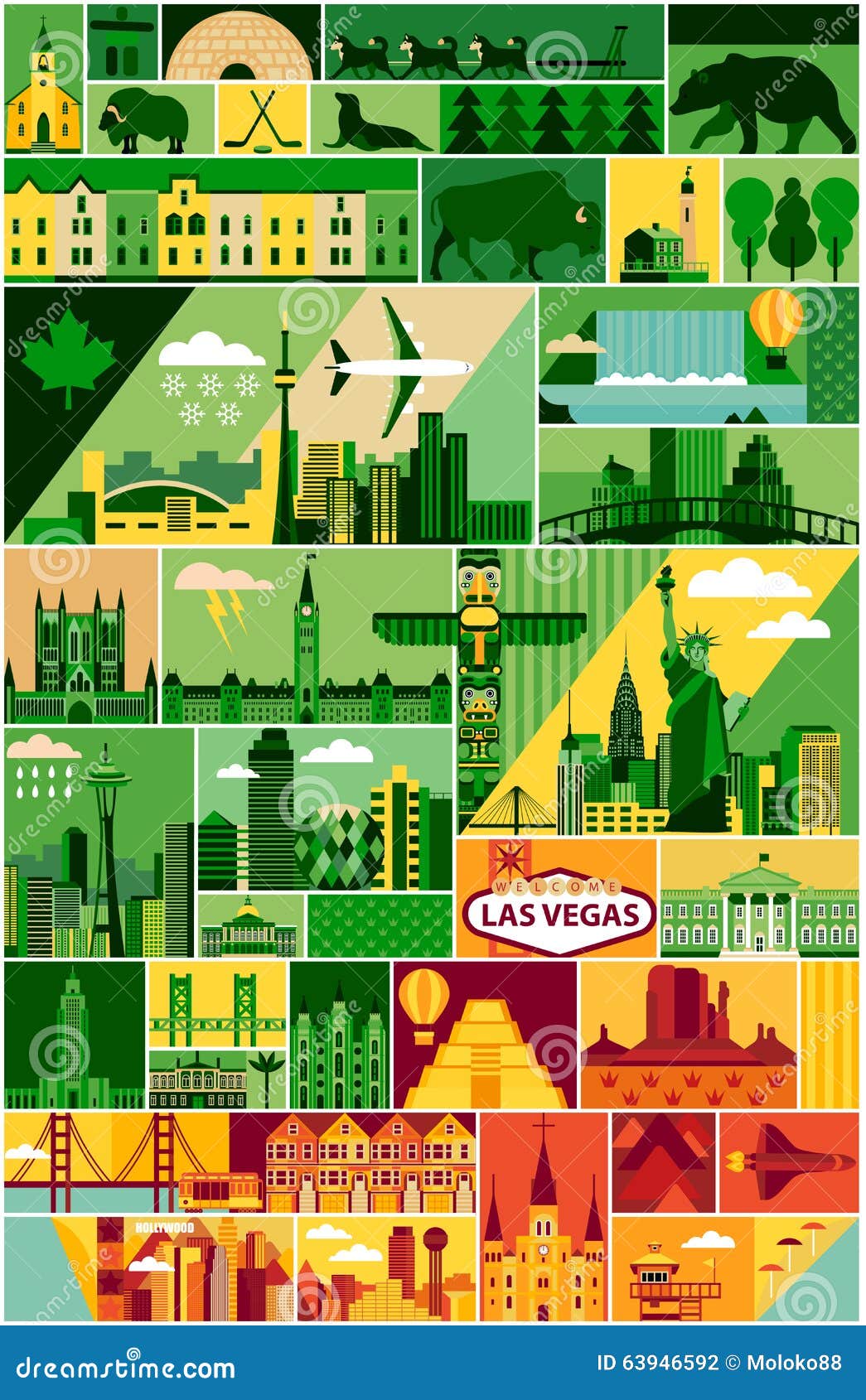 Cartoon Map of North America Stock Vector - Illustration of alaska ...