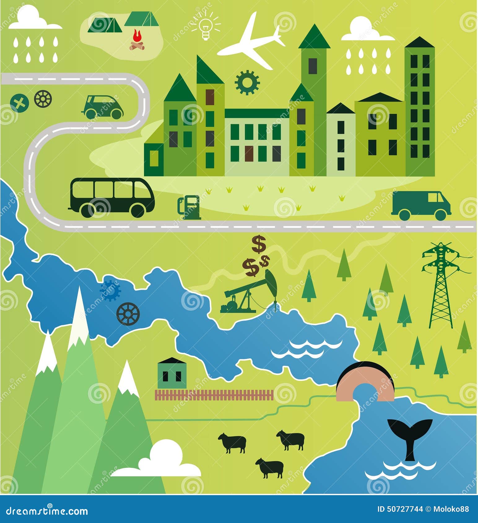 Cartoon map stock vector. Illustration of children, clouds - 50727744