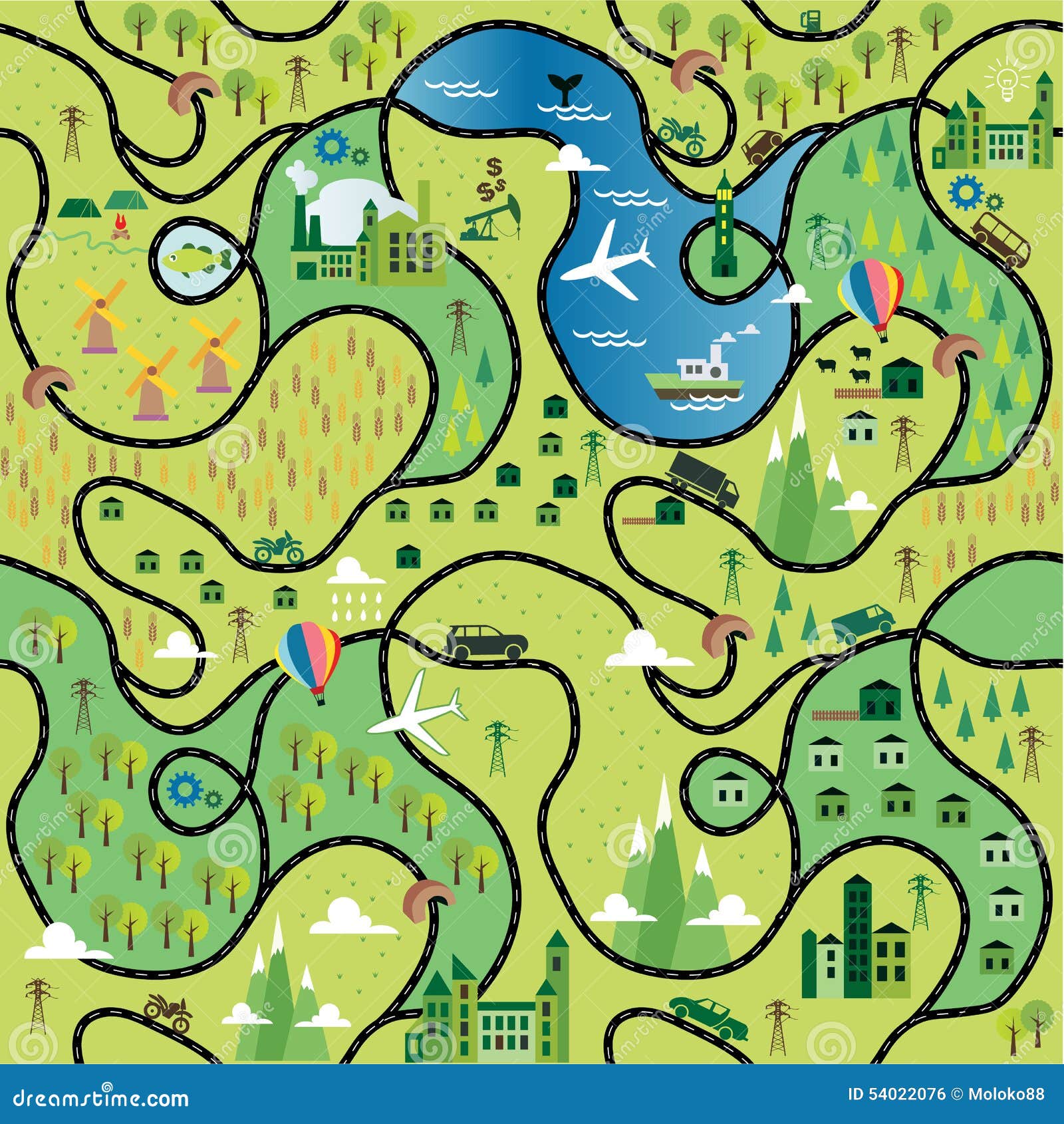 Cartoon Map Vector Illustration | CartoonDealer.com #54022076