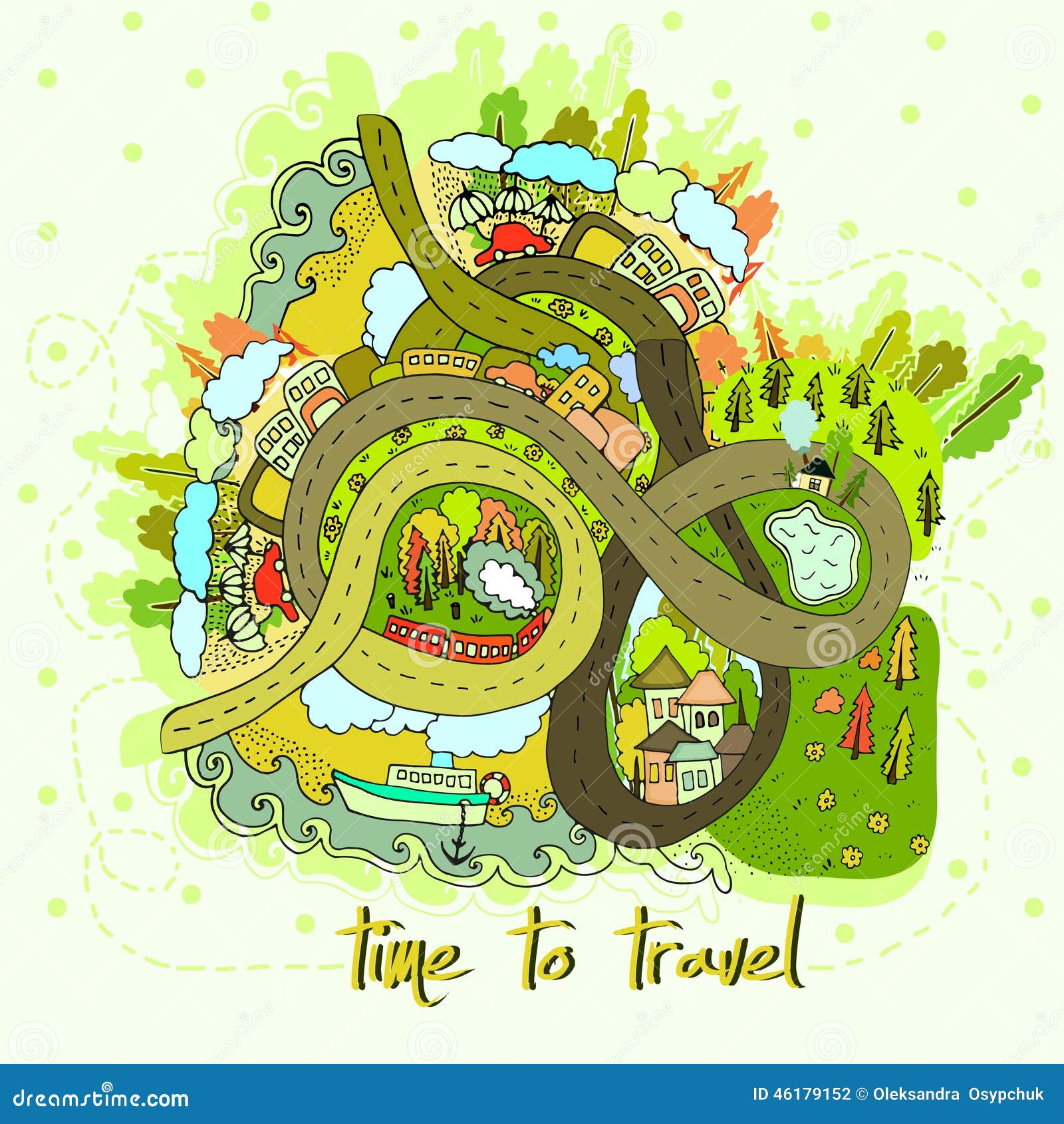 Cartoon map time to travel stock illustration. Illustration of color ...