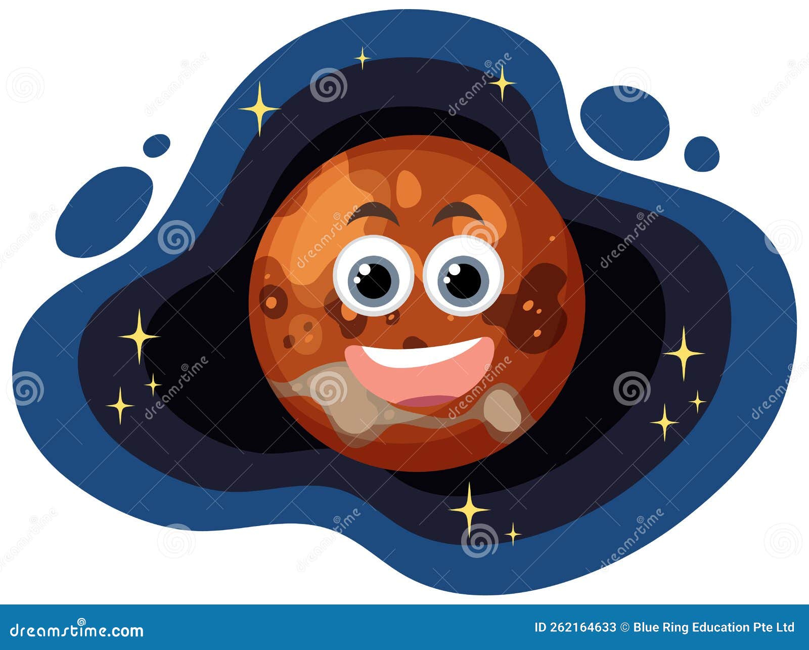 Cartoon Mars Planet with Facial Expression Stock Vector - Illustration ...
