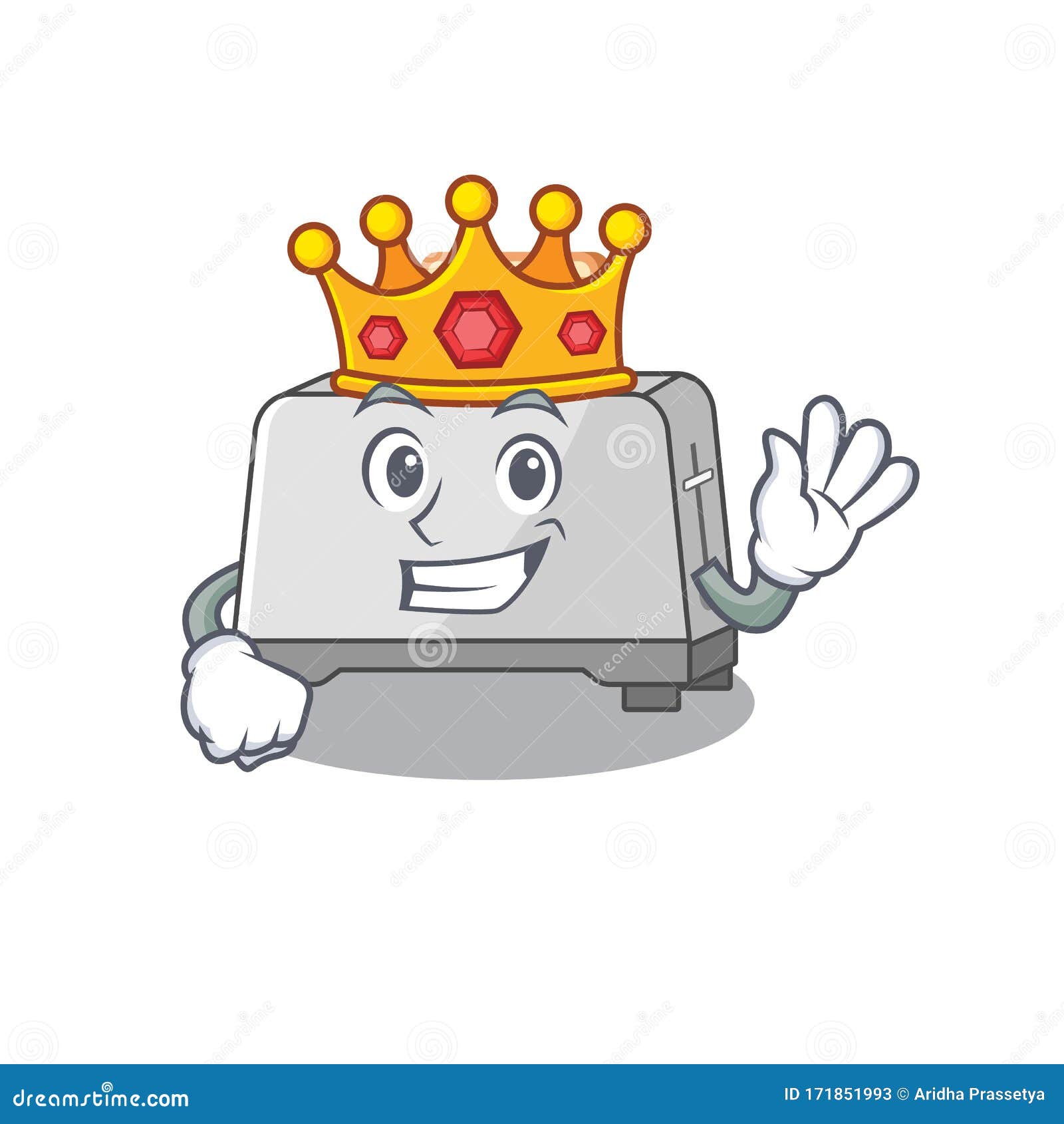 A Cartoon Mascot Design of Bread Toaster Performed As a King on the ...
