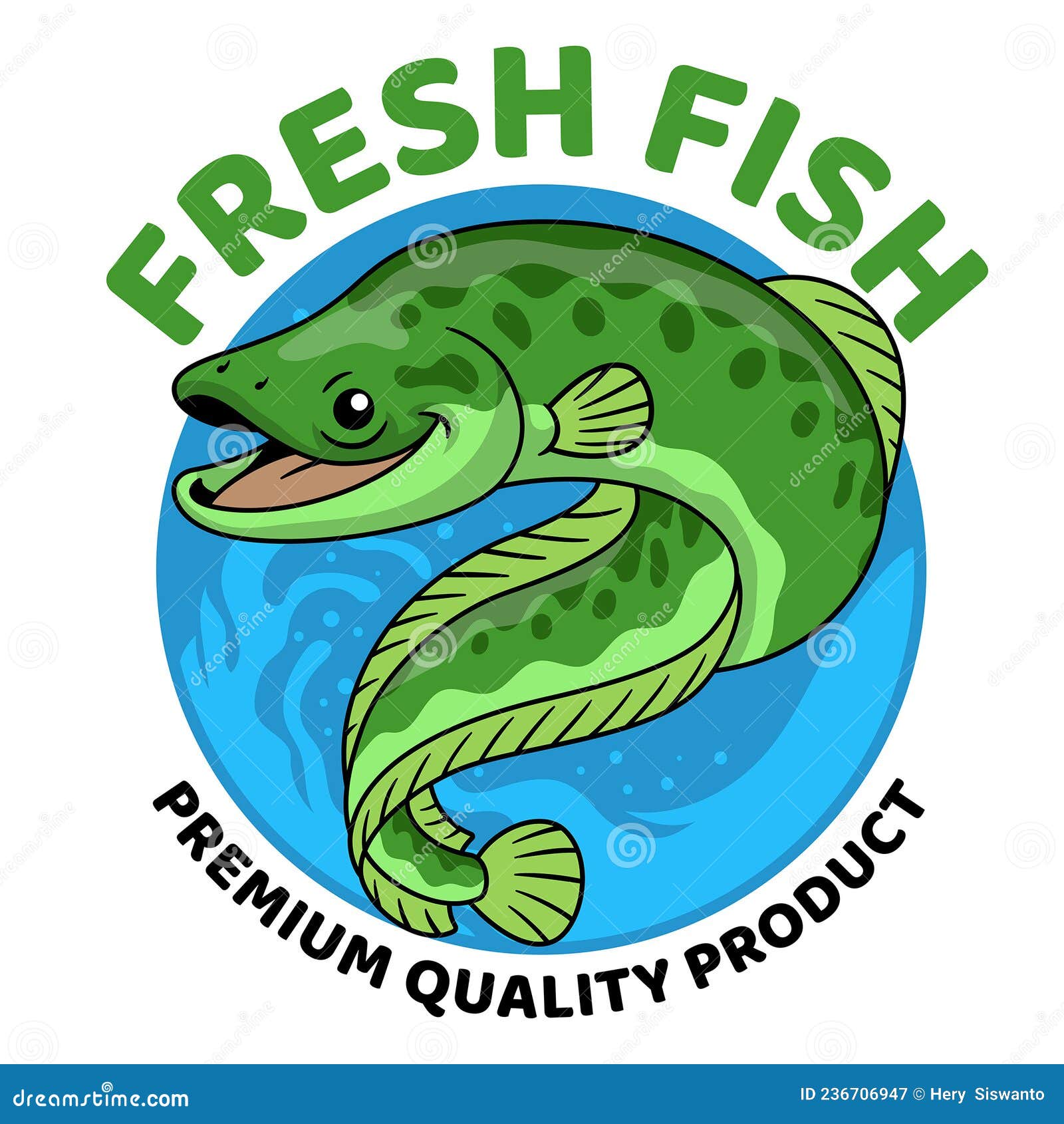 Cartoon Mascot of Eel Fish stock vector. Illustration of coral - 236706947