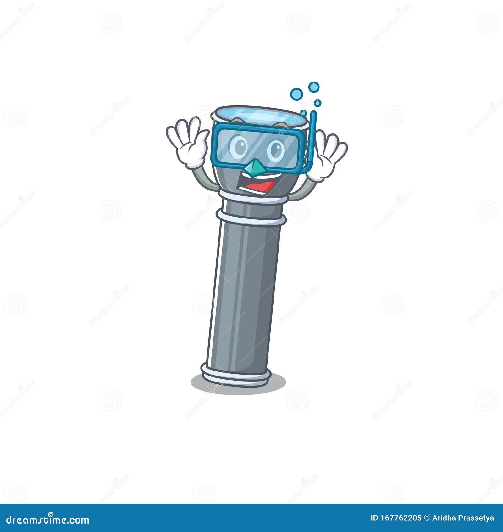 Cartoon Mascot Featuring Flashlight Scroll Wearing Diving Glasses Stock ...
