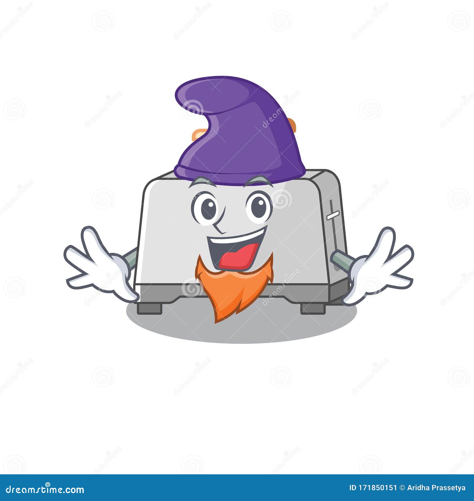 Cartoon Mascot of Funny Bread Toaster Dressed As an Elf Stock Vector ...