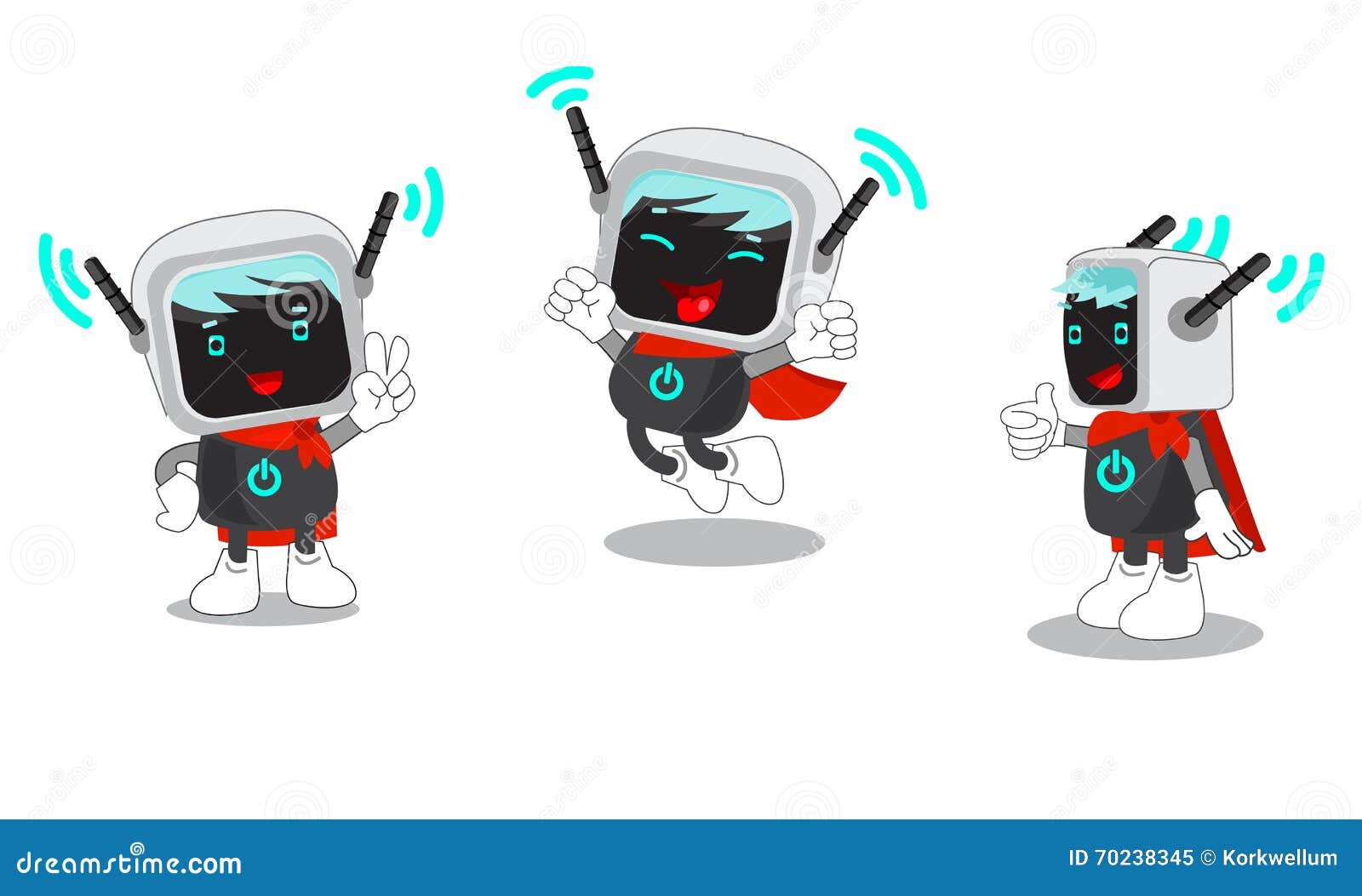 Cartoon Mascot Illustration of a Computer and Wireless Internet. Vector ...