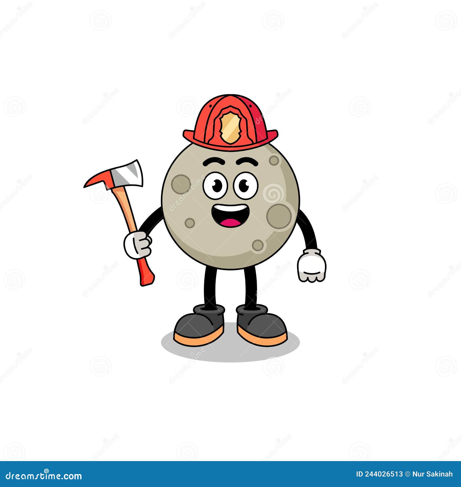 Cartoon Mascot of Moon Firefighter Stock Vector - Illustration of ...