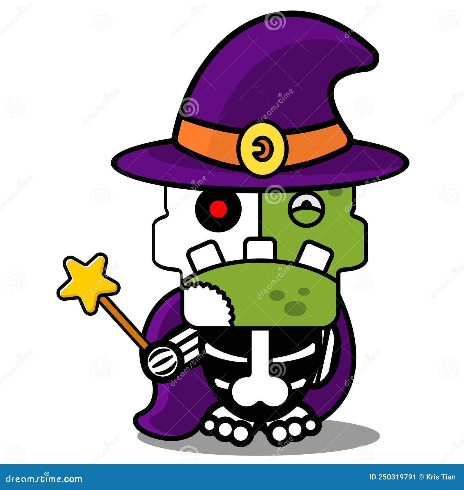 Cartoon Mascot Zombie Bone Magic Stock Vector - Illustration of fantasy ...