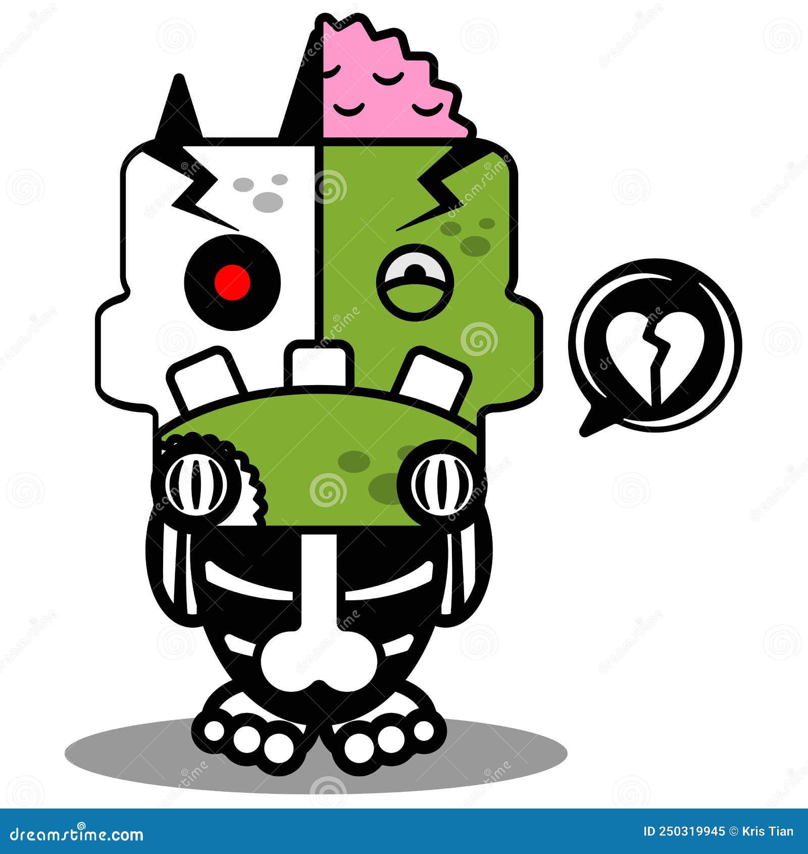 Cartoon Mascot Zombie Bone Sad Stock Vector - Illustration of costume ...