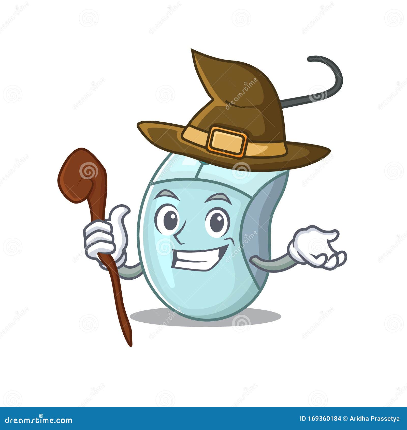 Cartoon-Maskottstil Der Computermaus Als Hexe Gekleidet Vektor ...
