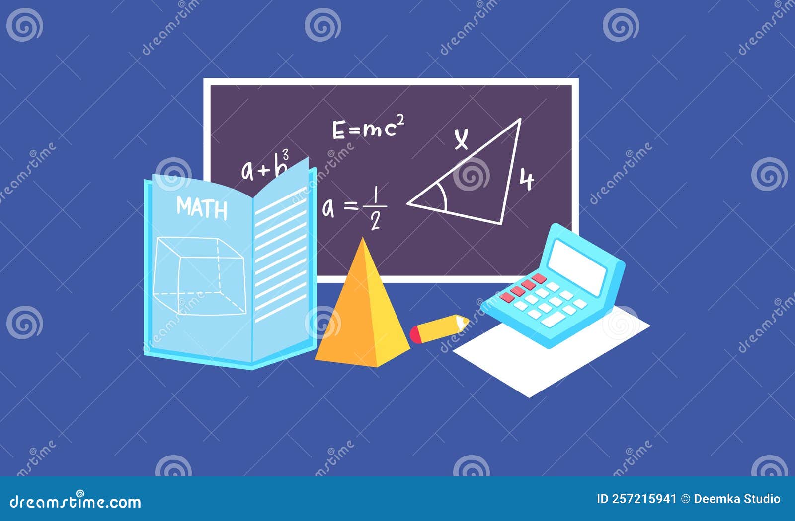 Cartoon Maths Elements Background, Education Logo Stock Illustration ...