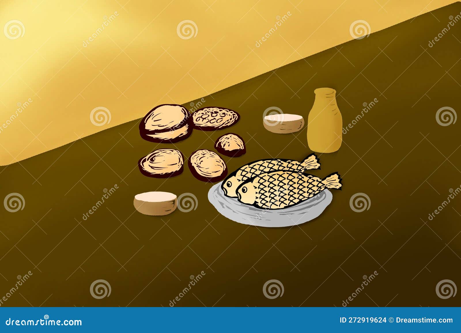 Cartoon Meal Set in Retro Style Stock Illustration - Illustration of ...