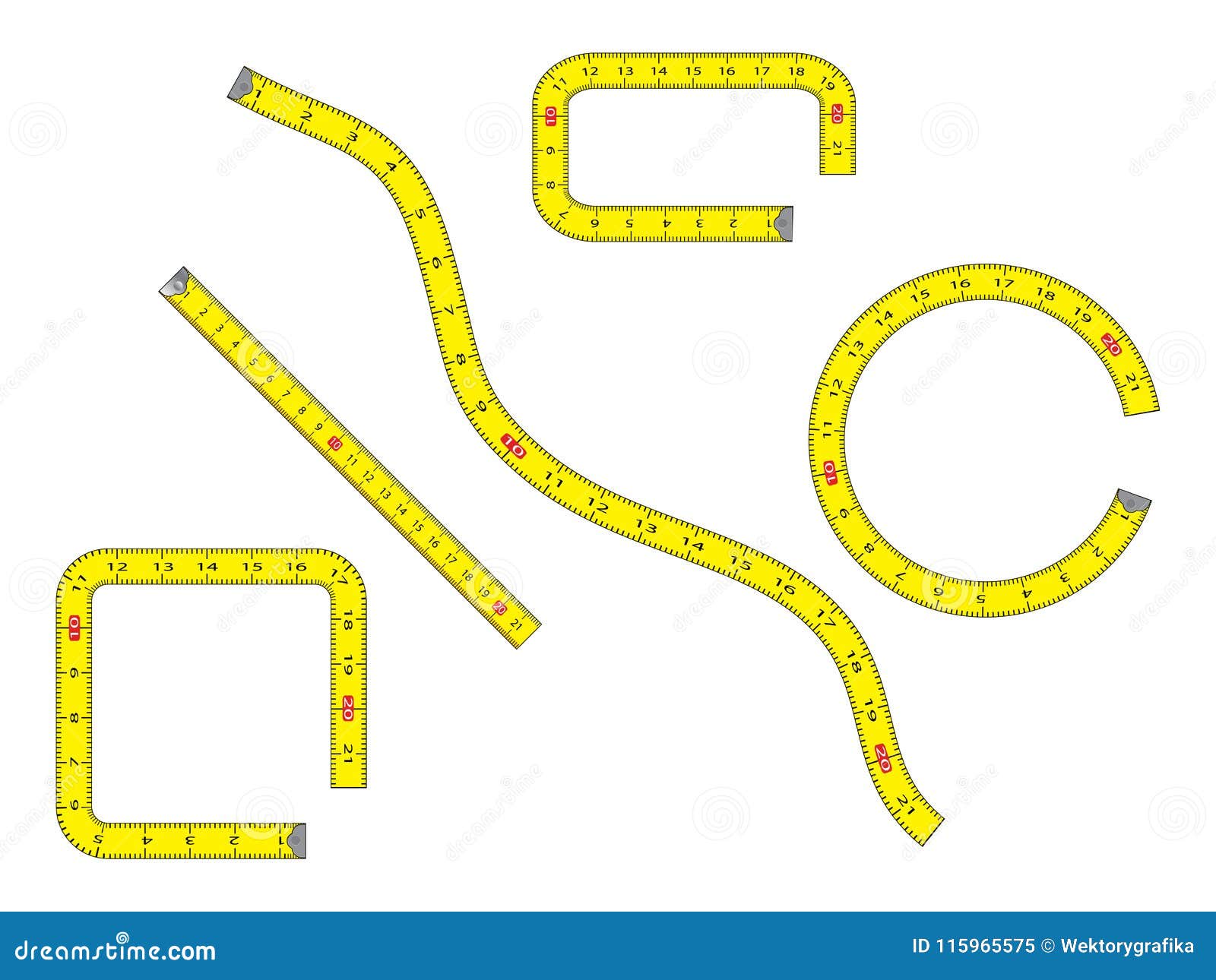 Cartoon Measure Tape Circle Frame Isolated On White Background Vector ...