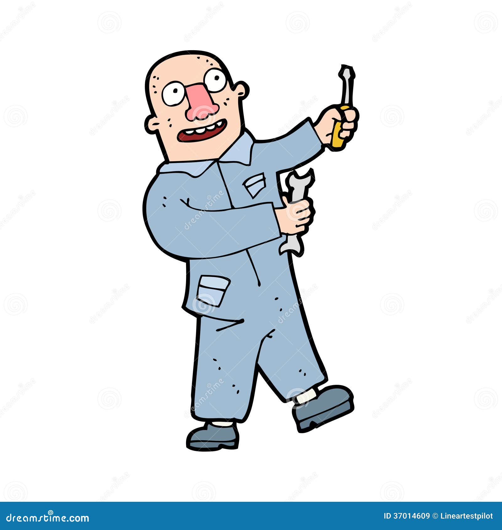 Cartoon mechanic stock vector. Illustration of happy - 37014609