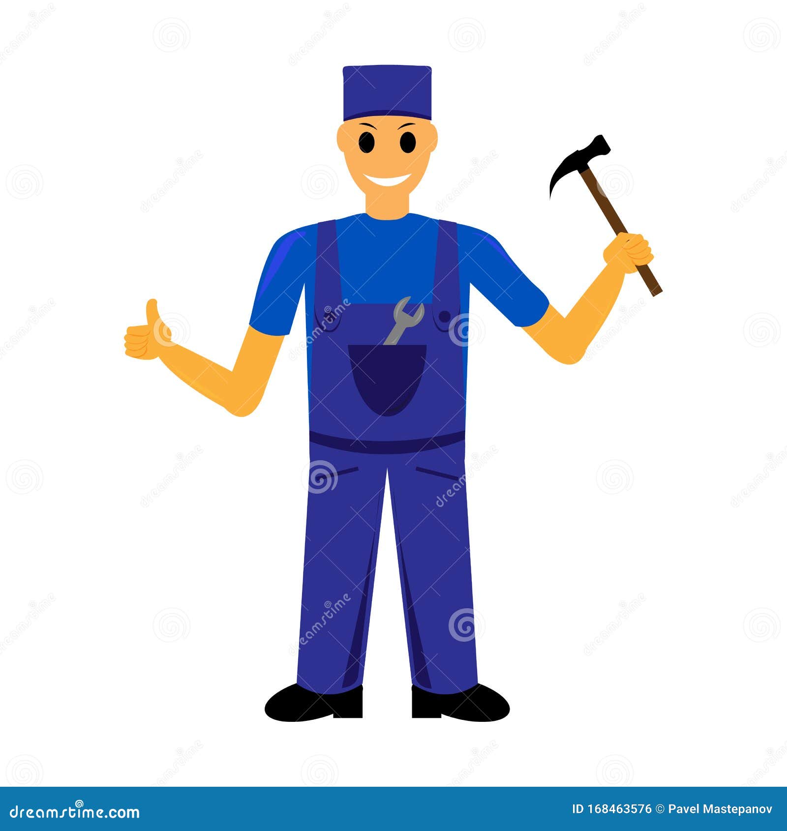 Cartoon Mechanic, Locksmith with a Hammer and Wrench Stock Vector ...