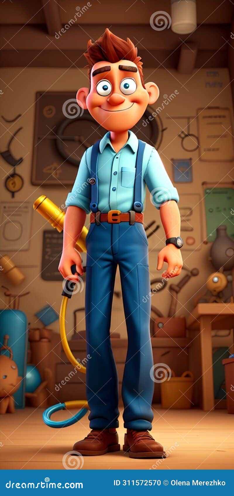 A Cartoon Mechanic Who Creates Stock Illustration - Illustration of ...