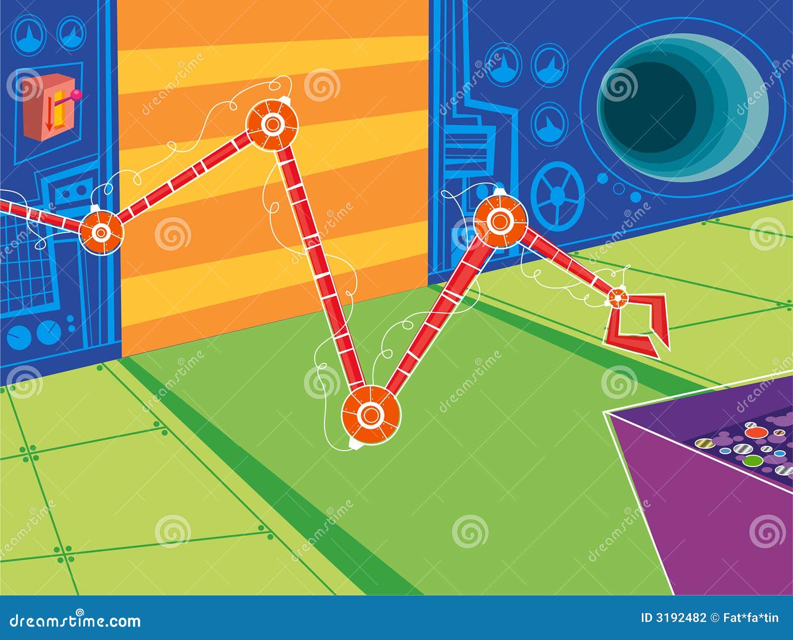 Cartoon Mechanical Arm Room Stock Vector - Illustration of color ...
