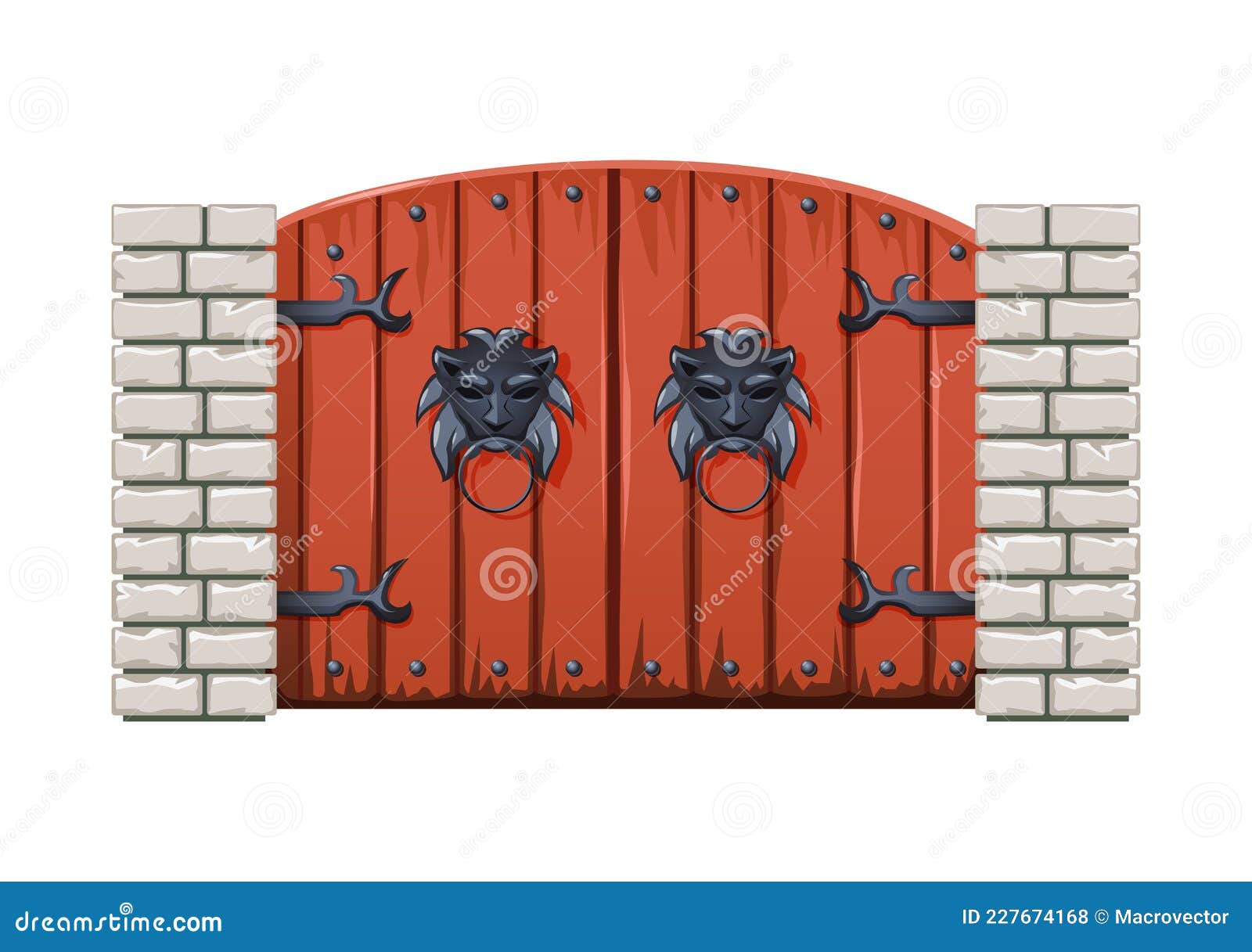 Gate With Iron Fence Door And Metal Cartoon Manor Decoration. Front ...