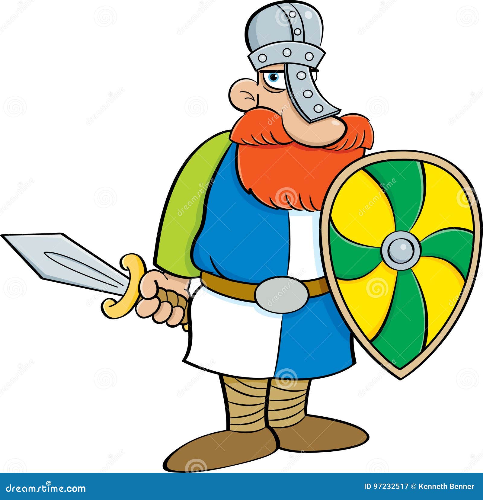 Cartoon Medieval Knight Holding a Shield and a Sword. Stock Vector ...