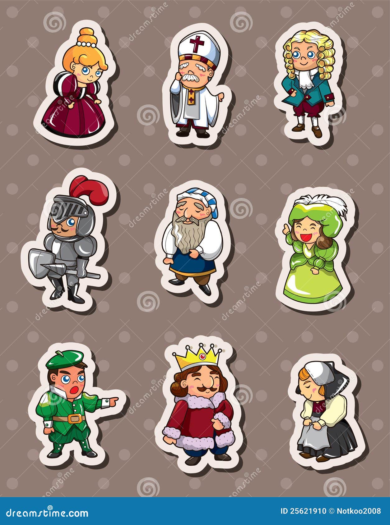 Cartoon Medieval People Stickers Stock Vector - Illustration of group ...