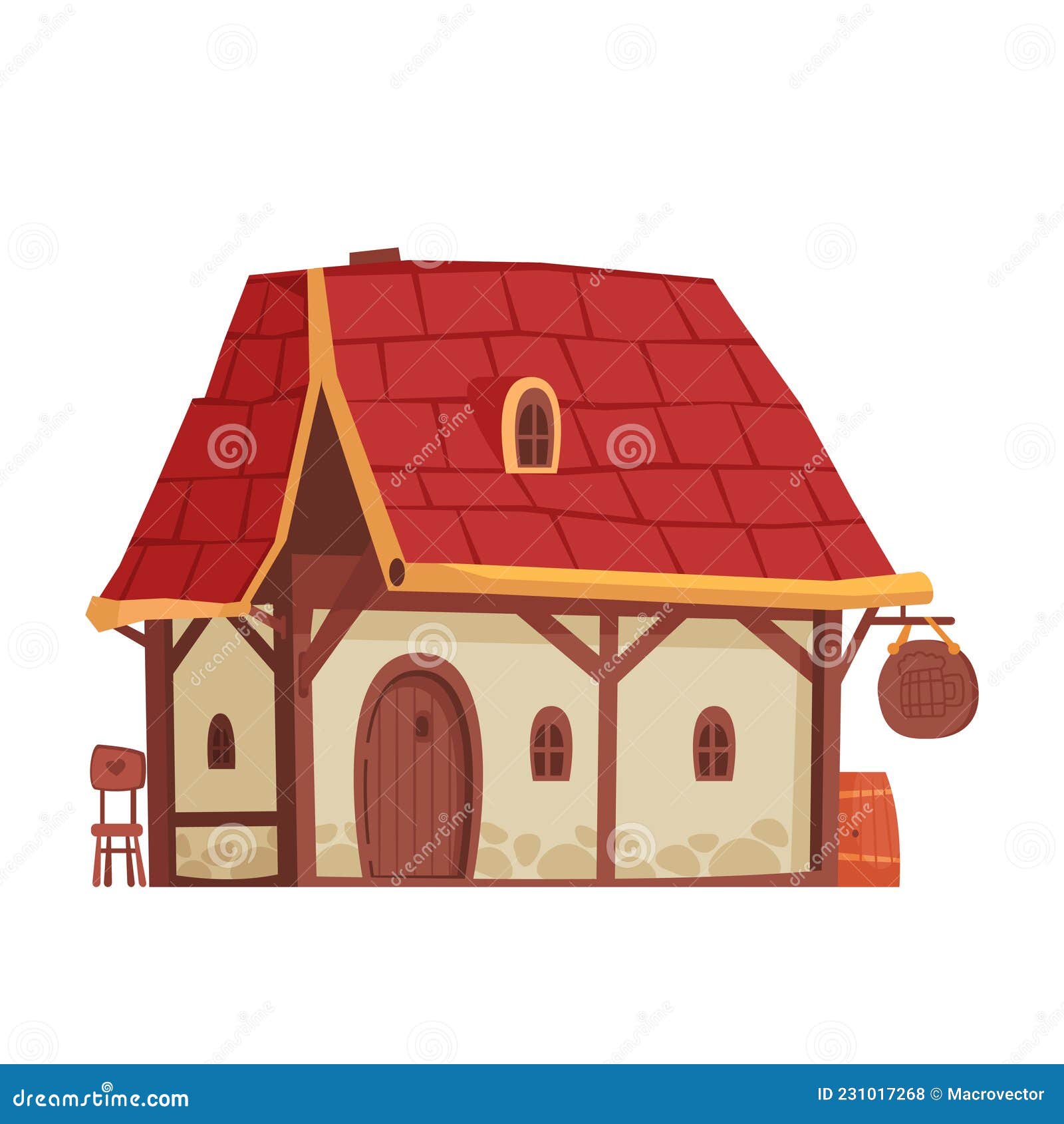 Cartoon Medieval Tavern Illustration Stock Vector - Illustration of ...