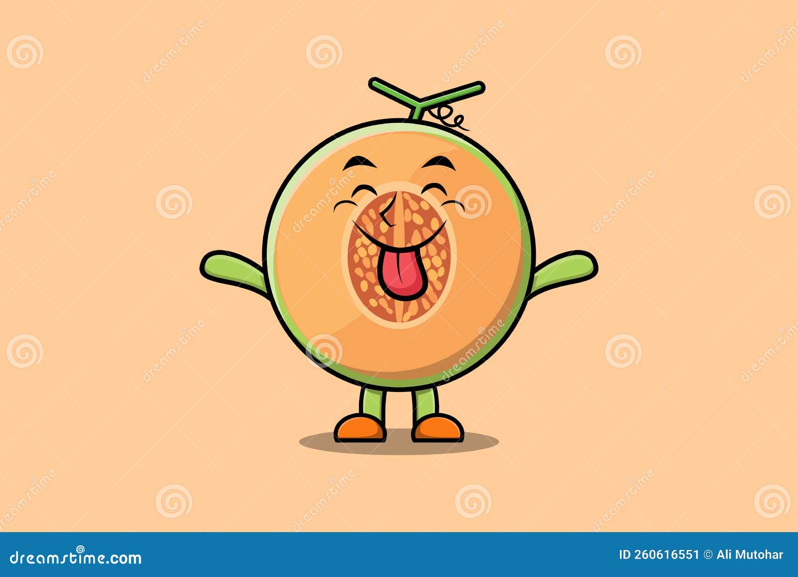 Cartoon Melon Character with Flashy Expression Stock Vector ...