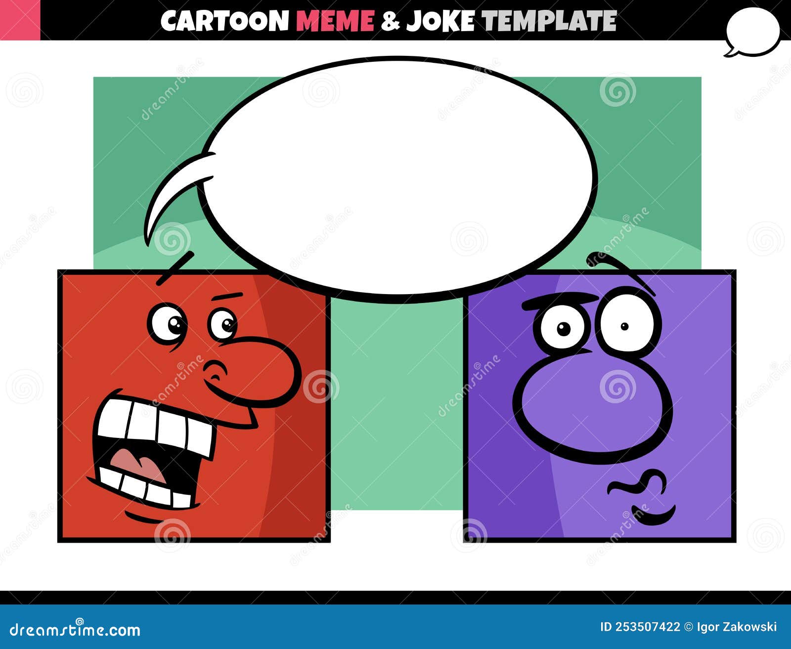 Cartoon Meme Template with Comic Characters Stock Vector - Illustration ...