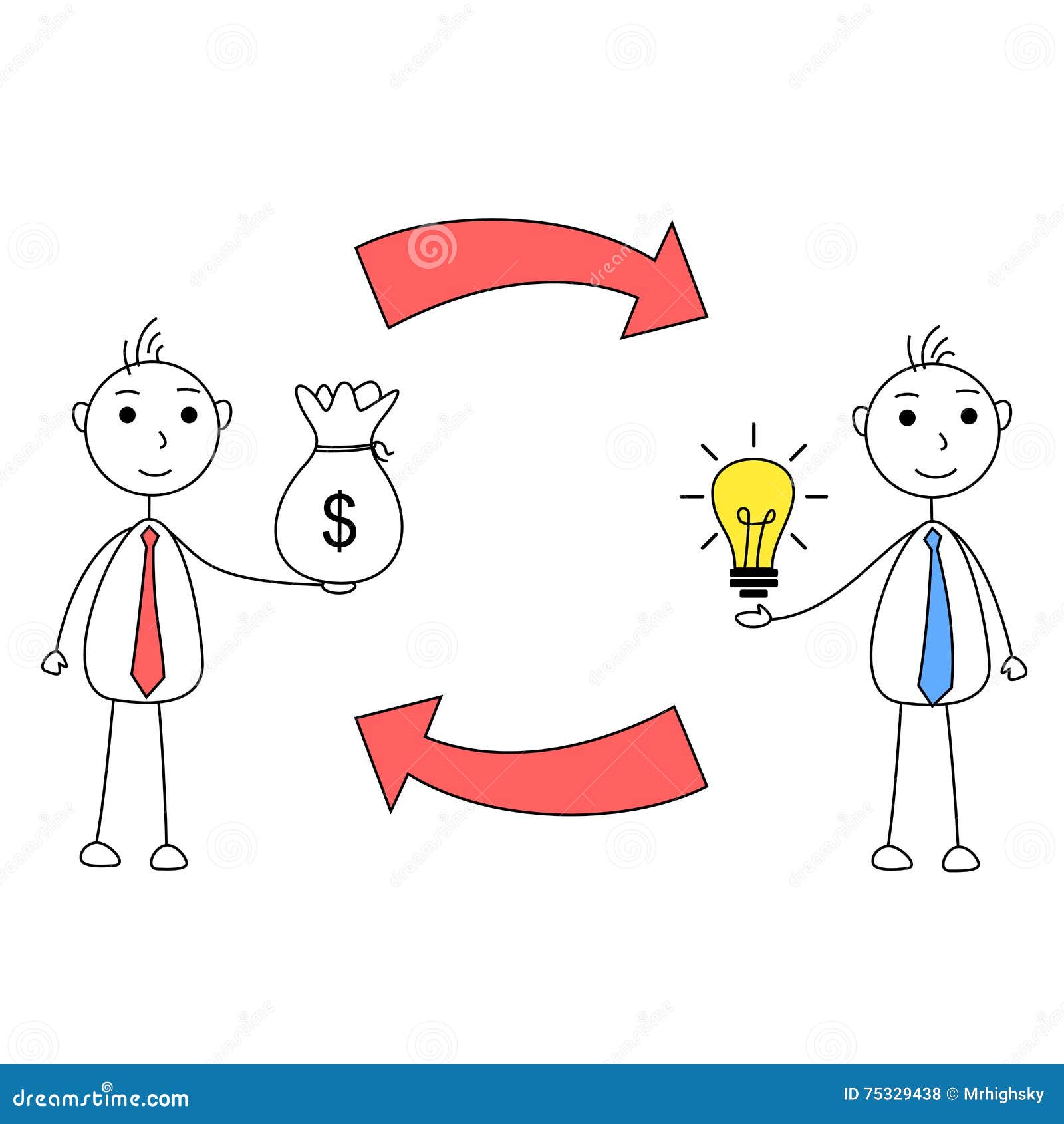 Cartoon Men Exchanging Idea for Money Stock Vector - Illustration of ...