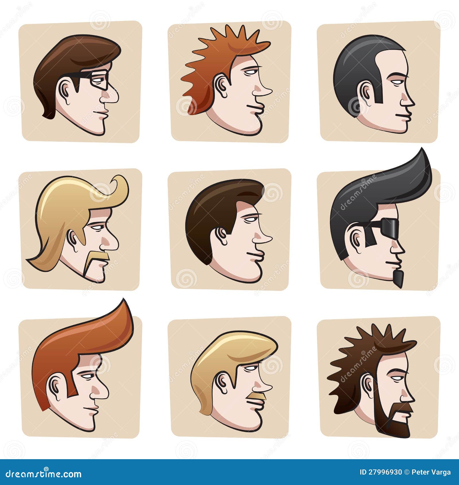 Cartoon men heads stock vector. Illustration of retro - 27996930