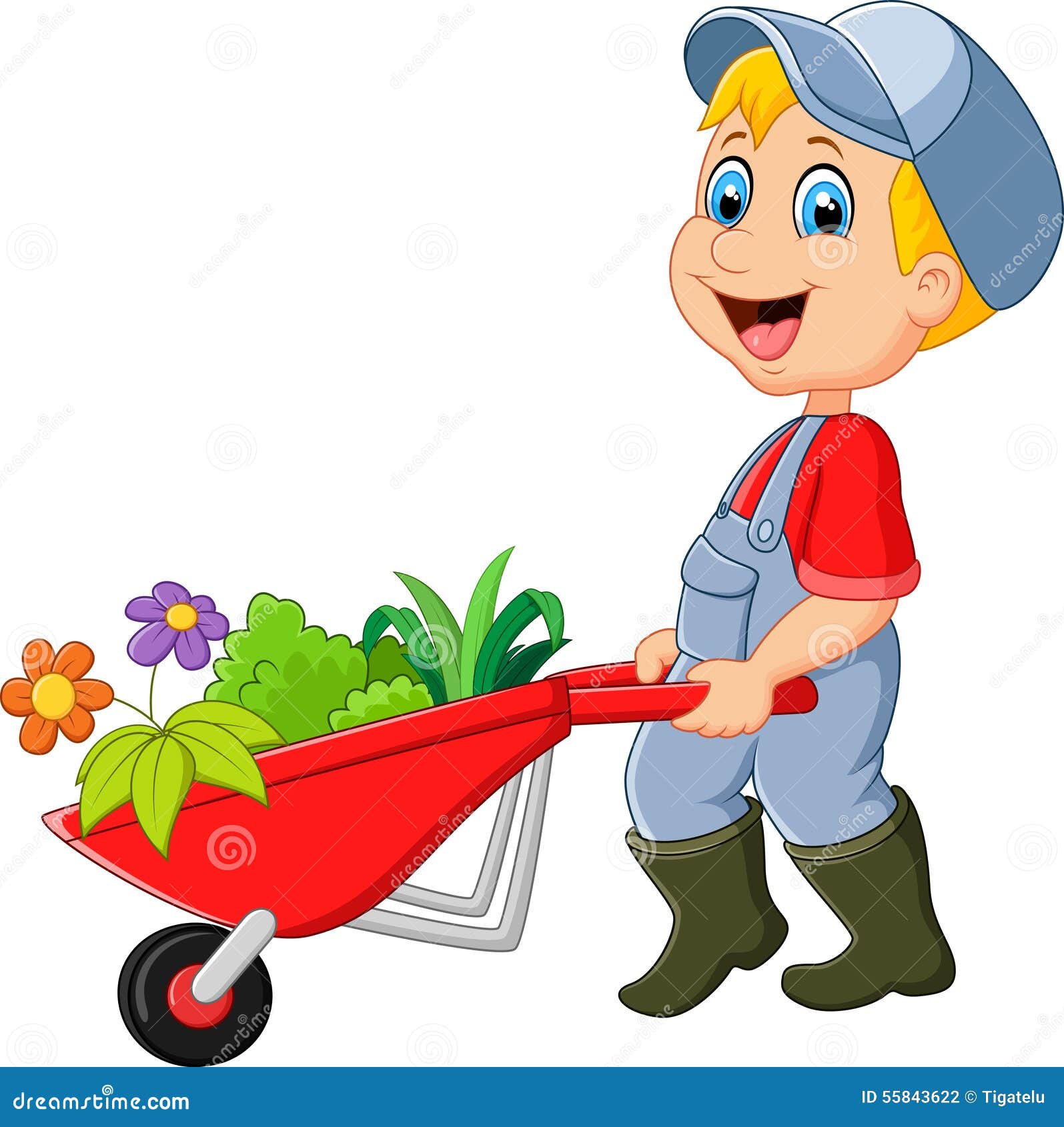 Cartoon Men Holding Wheelbarrow Stock Vector - Image: 55843622