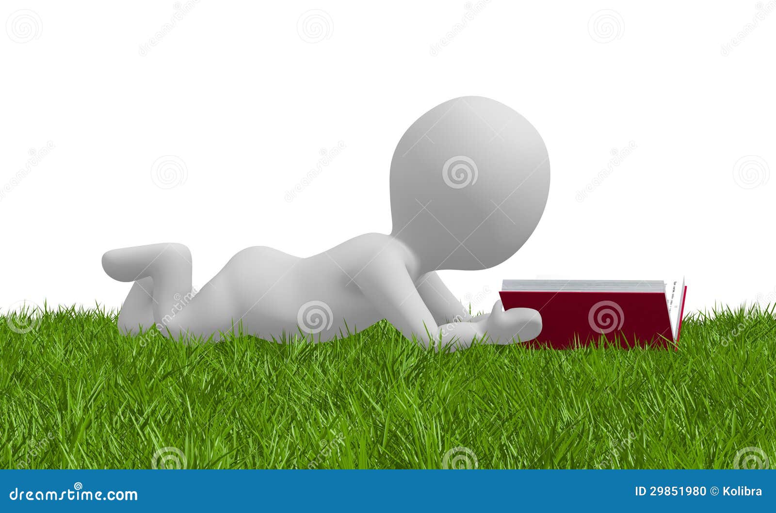 Cartoon Men Laying On The Grass And Reading A Book Stock Photo ...