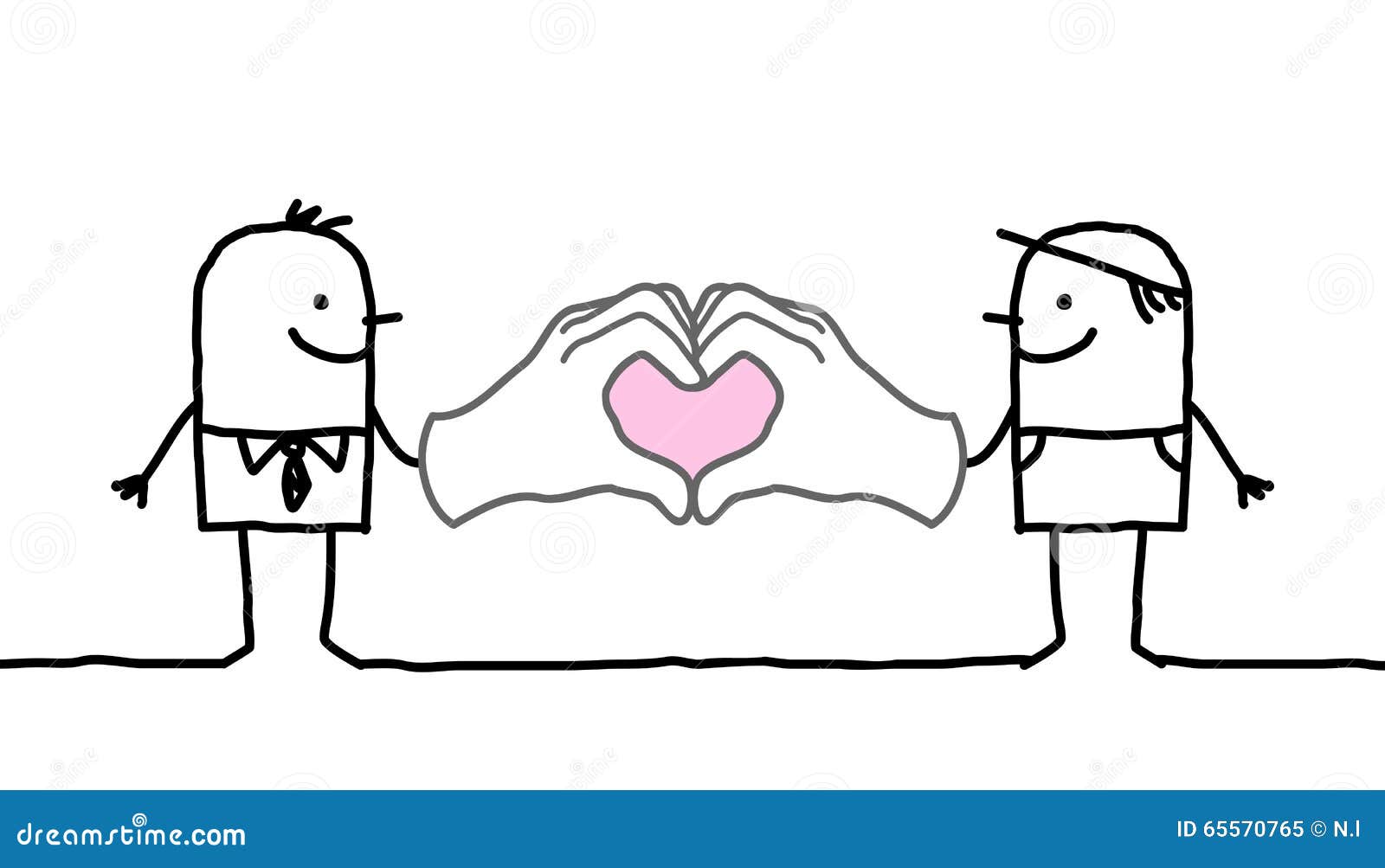 Cartoon Men Making Heart Sign with Their Hands Stock Vector ...