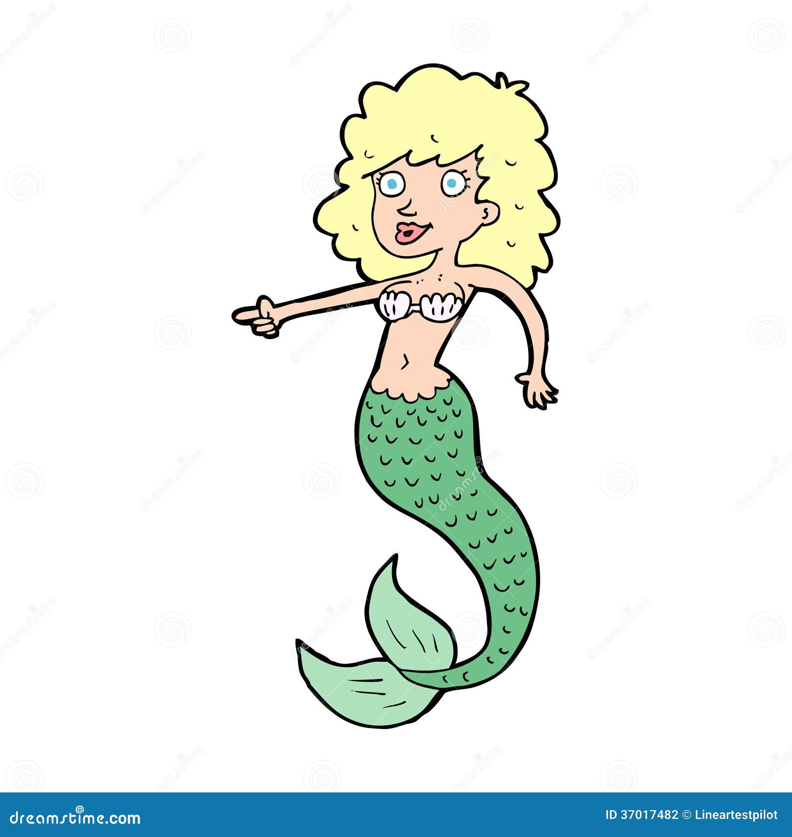 Cartoon mermaid stock vector. Illustration of pointing - 37017482