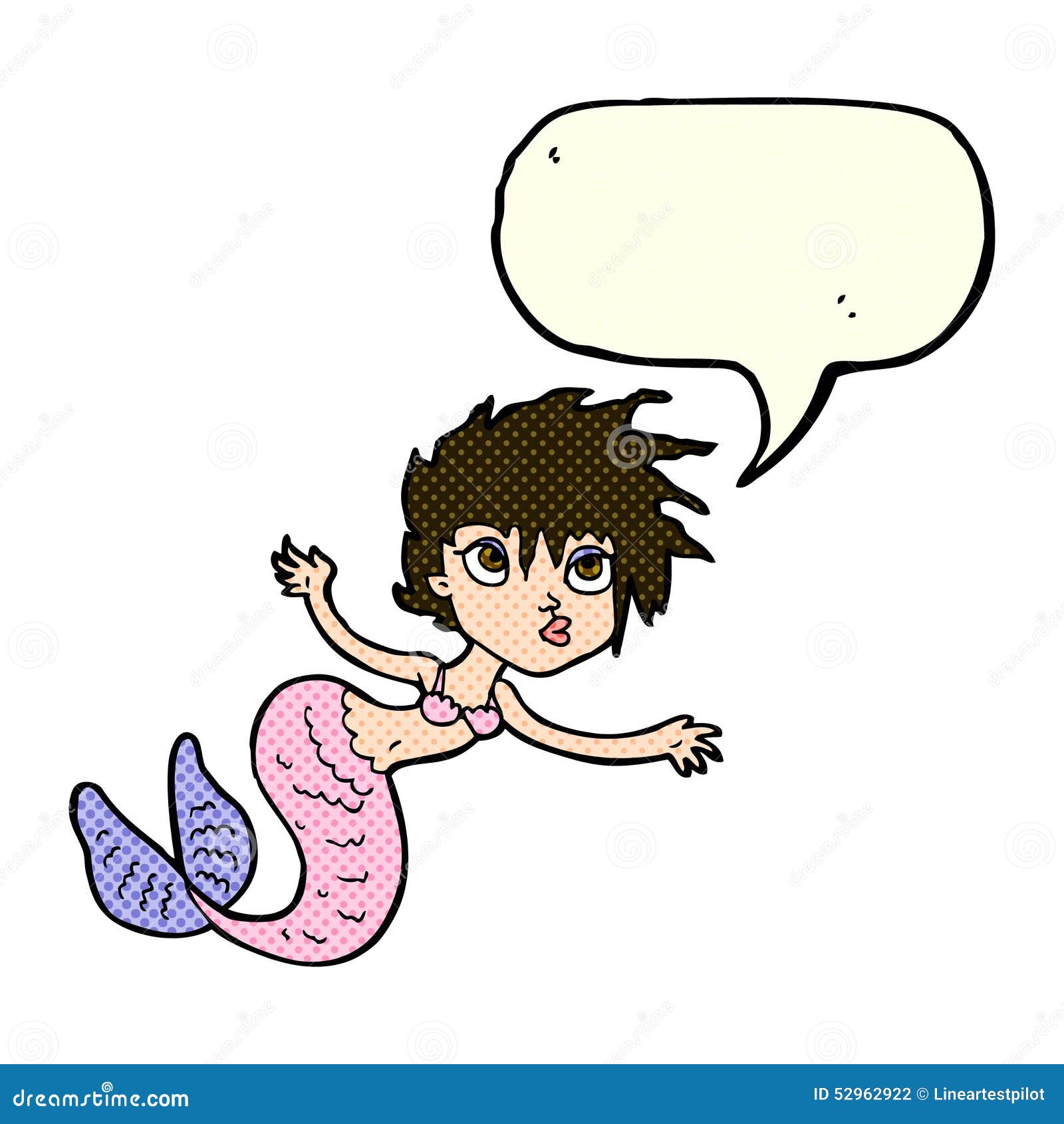 Cartoon Mermaid with Speech Bubble Stock Illustration - Illustration of ...
