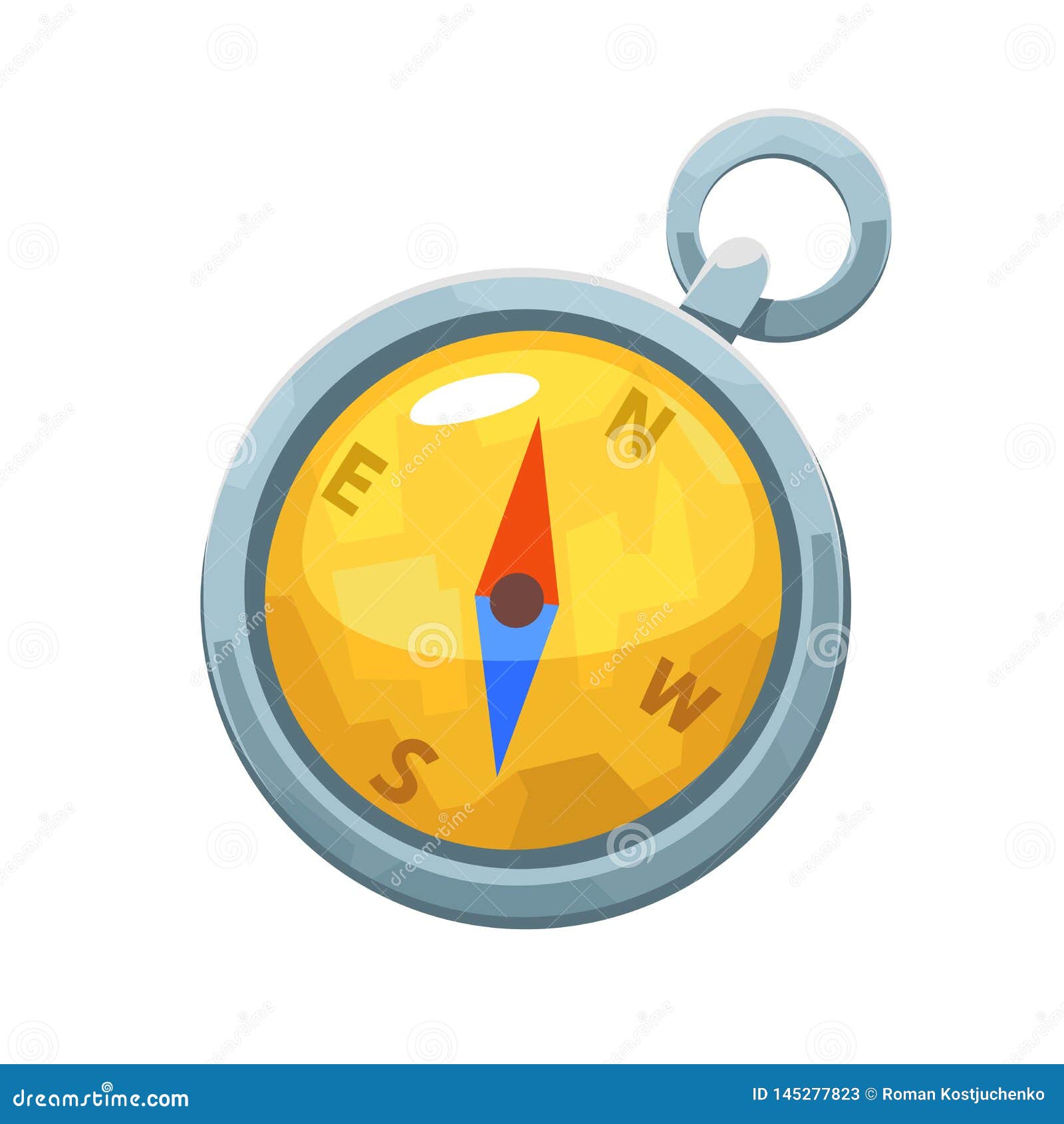 Cartoon Metal Compass Isolated On White Background Vector Stock Vector ...