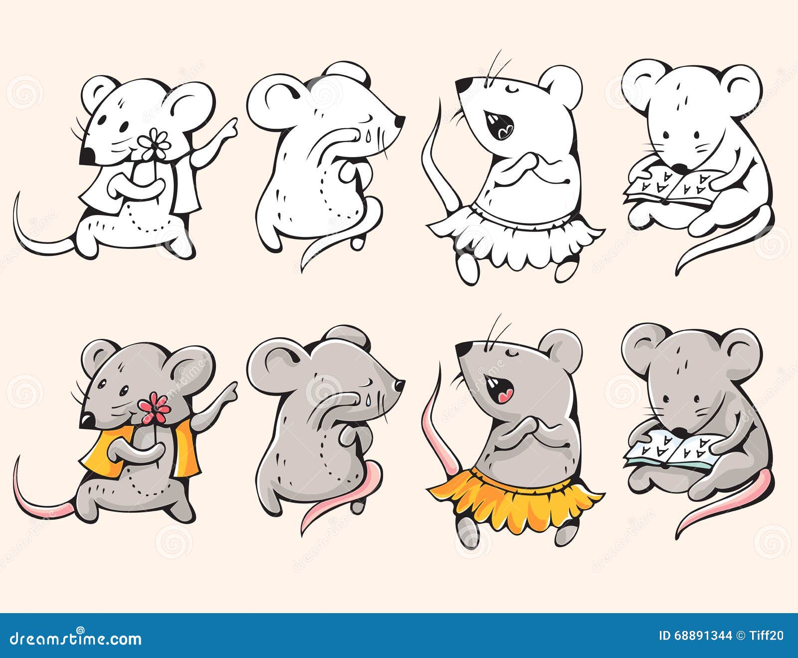 Cartoon mice stock vector. Illustration of collection - 68891344