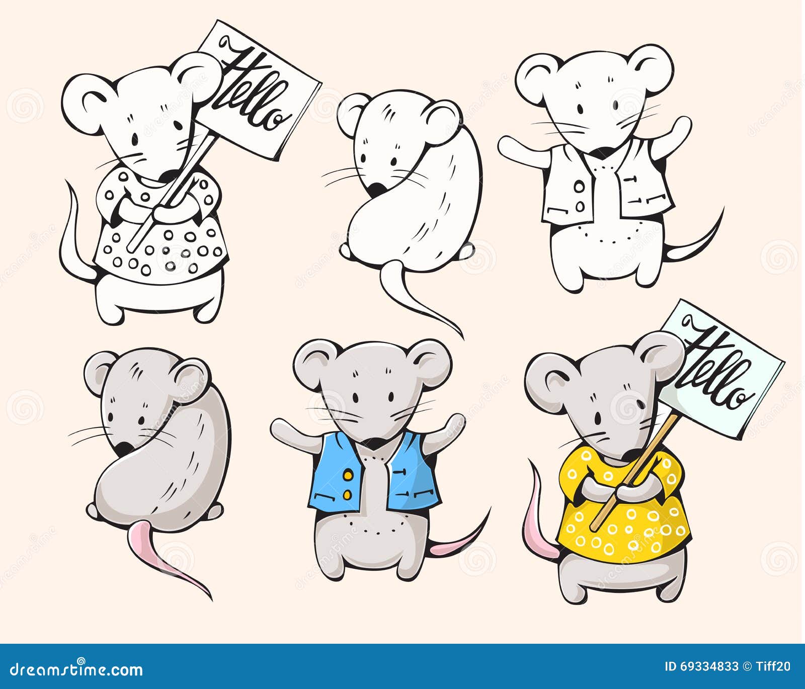 Cartoon mice stock vector. Illustration of drawing, sketch - 69334833