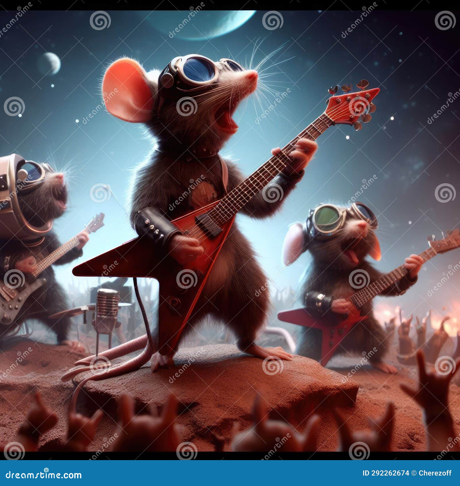 Cartoon Mice Rockers from Mars Stock Photo - Image of concert ...