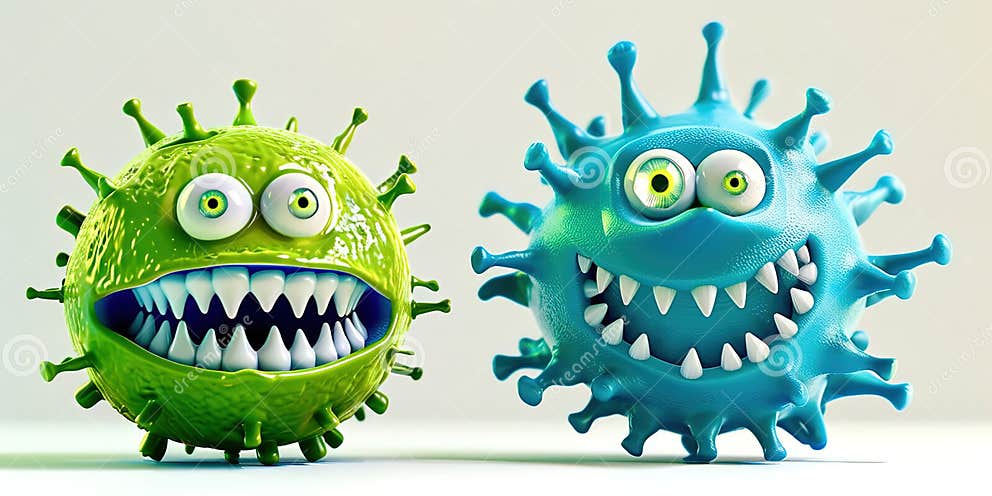 Cartoon Microbes Under a Microscope Stock Image - Image of microbiology ...