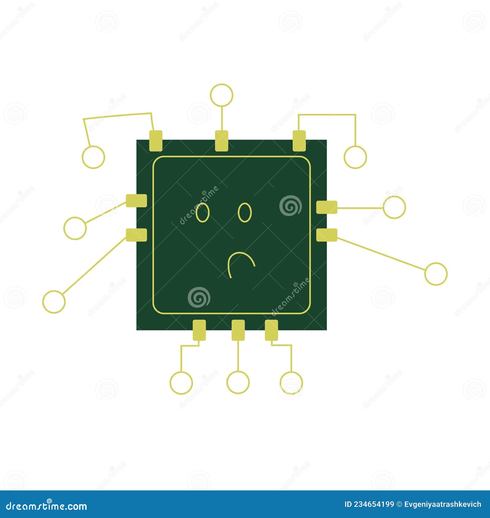 Cartoon microchip icon stock vector. Illustration of hardware - 234654199