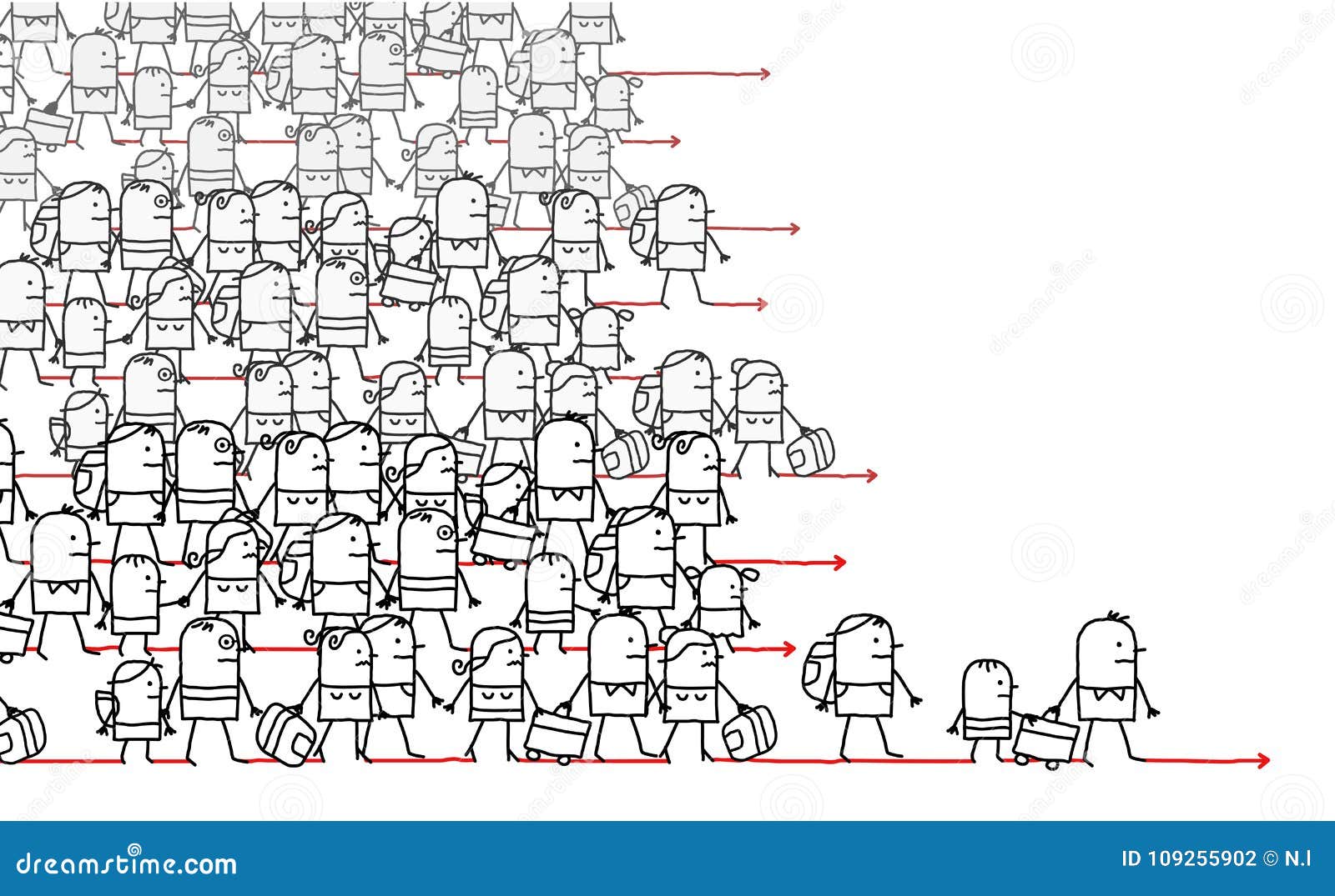 Cartoon Migrating People stock vector. Illustration of direction ...