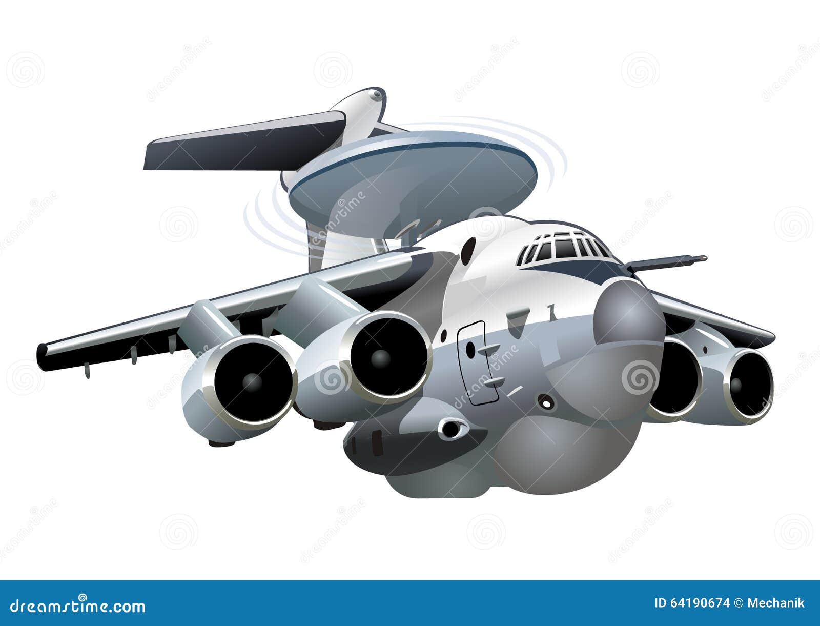 Vector Cartoon AWACS Plane Il-76 Mainstay Stock Vector - Illustration ...