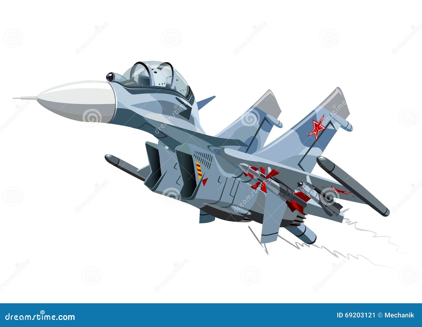 Vector Cartoon Fighter Plane Su-35 Flanker | CartoonDealer.com #69203121