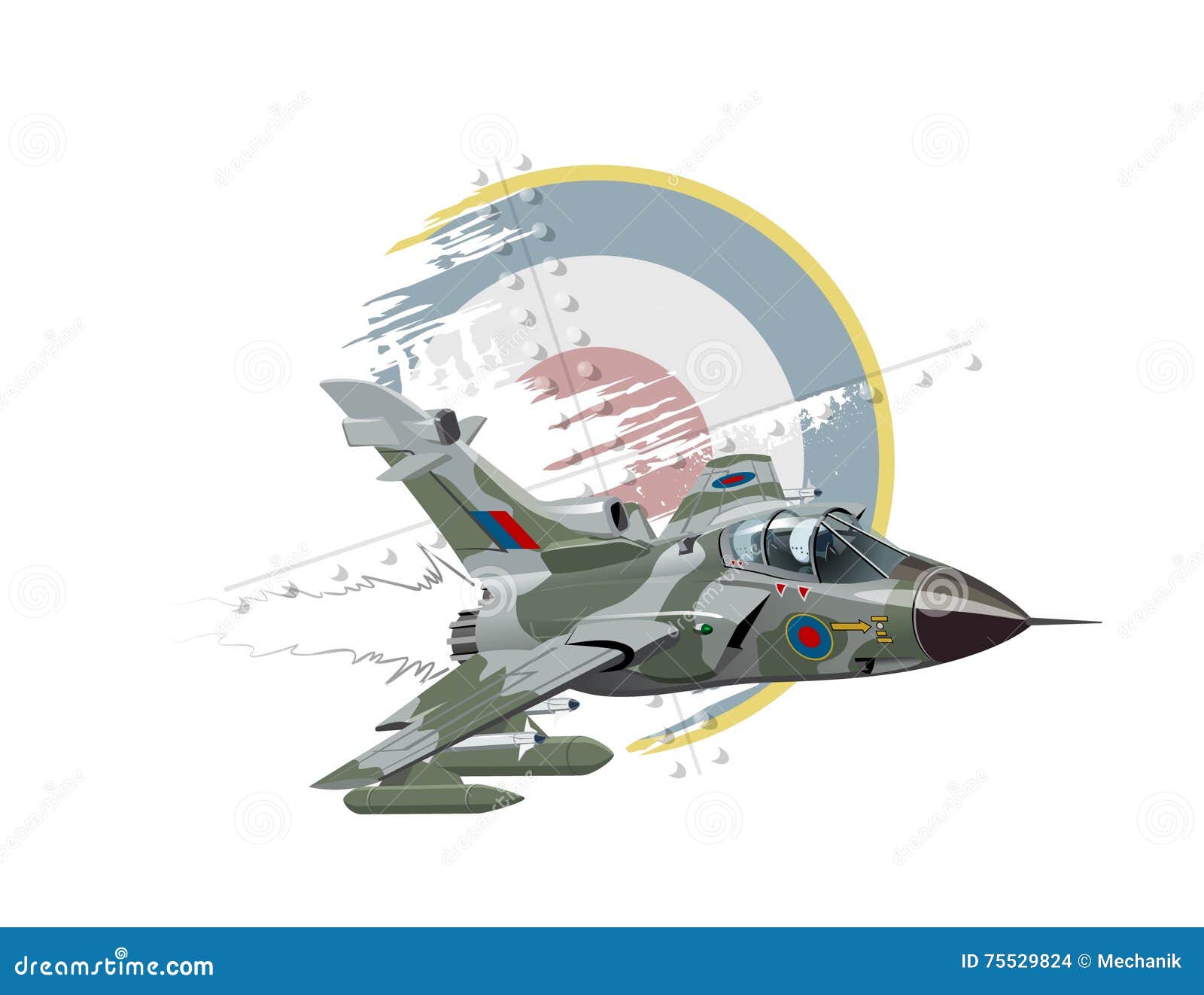 Cartoon Military Airplane stock vector. Illustration of comic - 75529824