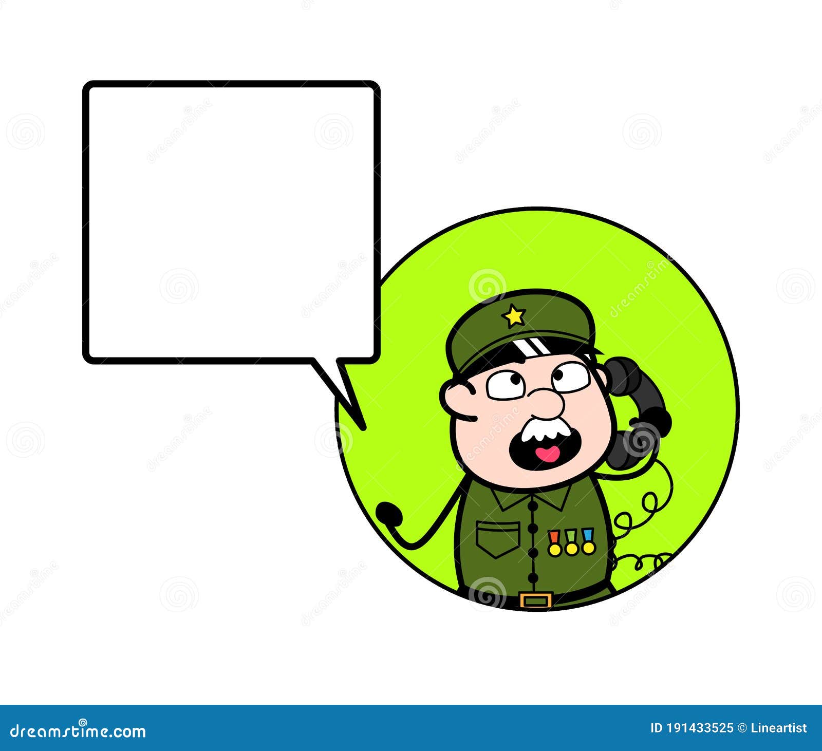 Cartoon Military Man Calling on Cell Phone Stock Illustration ...